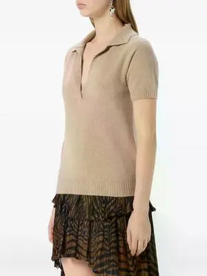 Blumarine Rhinestone Cashmere Polo Shirt