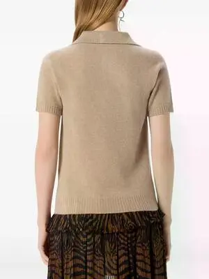 Blumarine Rhinestone Cashmere Polo Shirt
