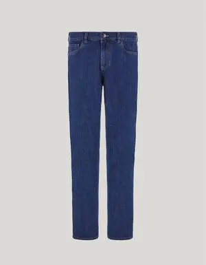 Canali Five-pocket Slim-fit Stretch Denim Pants - Blue