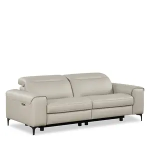 NICOLETTI Tacchino Power Reclining Two Piece Leather Sofa - Minerva - Tortora