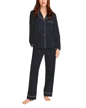 PETITE PLUME Woven Twill Midnight Hearts Classic Pajama Set - Navy