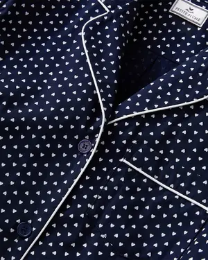 PETITE PLUME Woven Twill Midnight Hearts Classic Pajama Set