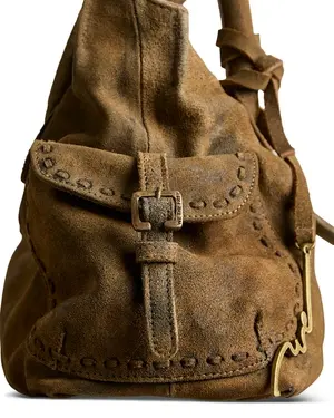 Free People Austin Nubuck Leather Shoulder Bag - Sand