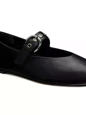 REFORMATION Adjustable Buckle Leather Ballet Flats