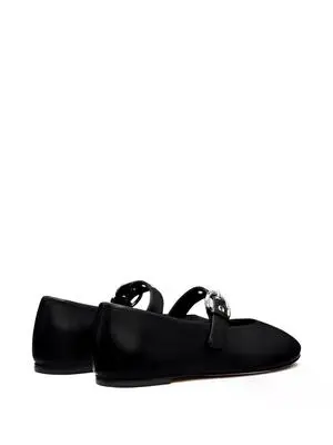 REFORMATION Adjustable Buckle Leather Ballet Flats