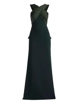 Tadashi Shoji Criss-cross Ruffled Maxi Dress - Green