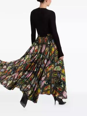 Alice + Olivia Katz Pleated Printed Maxi Skirt