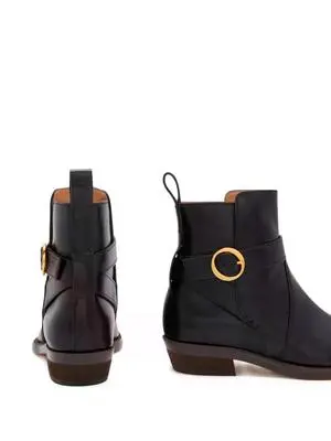 ODISSI Ornella Buckle Leather Boots - Black