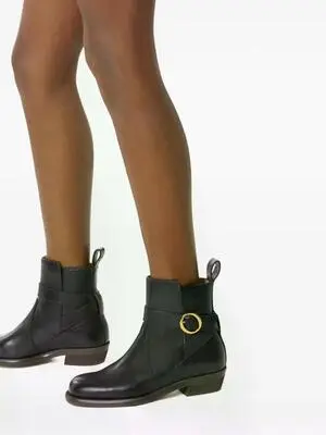 ODISSI Ornella Buckle Leather Boots - Black