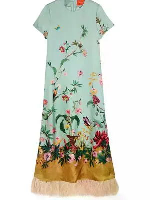 La DoubleJ Floral-print Fringed Maxi Dress