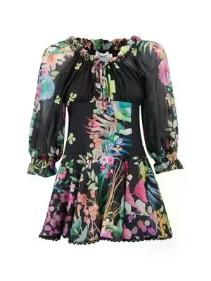 Charo Ruiz Ibiza Nai Floral-print Mini Dress - Black