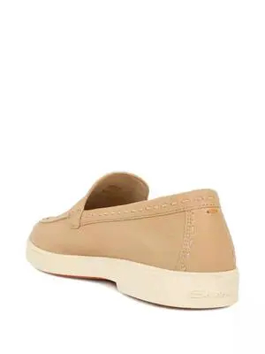 Santoni Stitch-embellished Leather Loafers