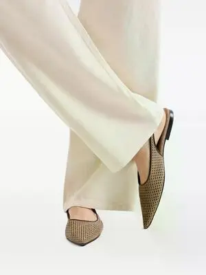 Brunello Cucinelli Sparkling Leather Slingback Flats