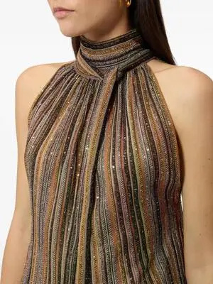 Missoni Striped Tie Neck Top