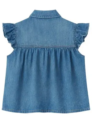GANNI Sleeveless Top With Collar - Denim