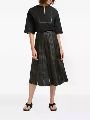 YVES SALOMON Perforated Midi Skirt