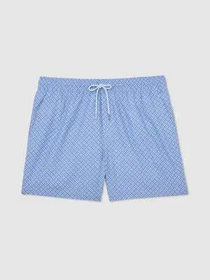 REISS Geometric-print Swim Shorts - Blue