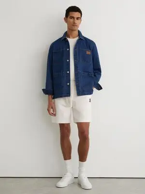 REISS Levin Monogram Cotton Shorts - Off White