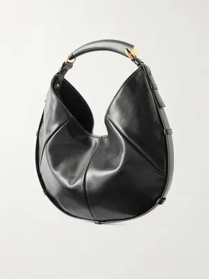 Saint Laurent Mombasa Paneled Leather Shoulder Bag - Black
