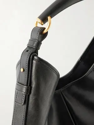 Saint Laurent Mombasa Paneled Leather Shoulder Bag - Black