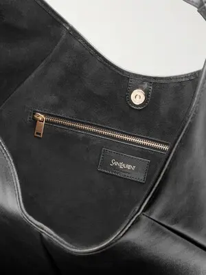 Saint Laurent Mombasa Paneled Leather Shoulder Bag - Black