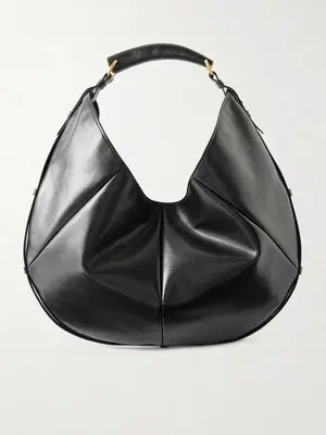 Saint Laurent Mombasa Paneled Leather Shoulder Bag - Black