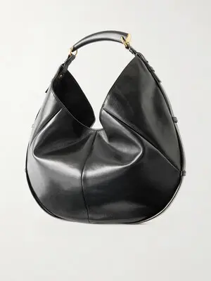 Saint Laurent Mombasa Paneled Leather Shoulder Bag - Black