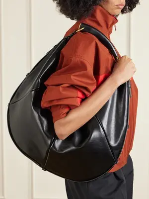 Saint Laurent Mombasa Paneled Leather Shoulder Bag - Black