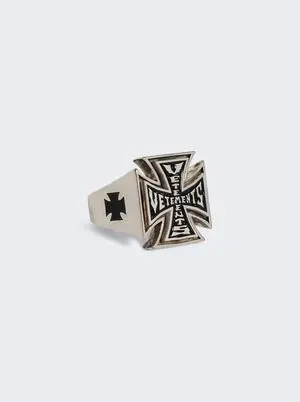 Vetements Tripple Biker Cross Logo Ring - Silver