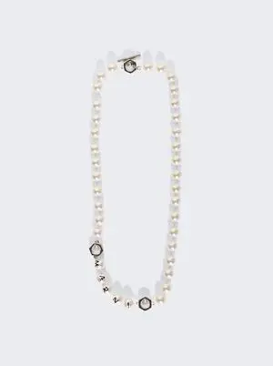 Marni Necklace With Pearl And Lettering - Silver