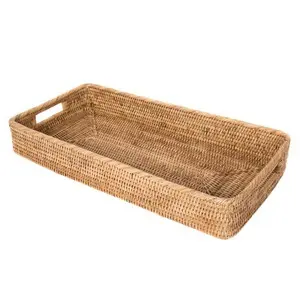 ARTIFACTS TRADING COMPANY™ Artifacts Rattan Rectangular Tray With Rounded Corners - Honey Brown