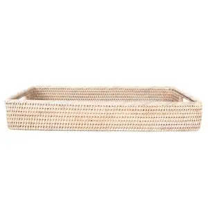 ARTIFACTS TRADING COMPANY™ Artifacts Rattan Rectangular Tray With Rounded Corners - White Wash