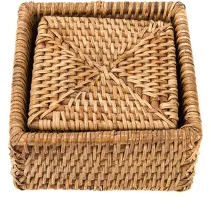 ARTIFACTS TRADING COMPANY™ Artifacts Rattan Square Coasters7 Piece Set - Honey Brown