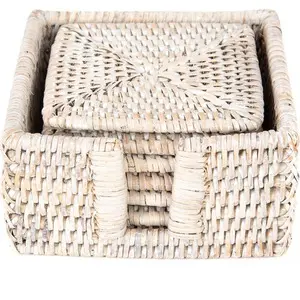 ARTIFACTS TRADING COMPANY™ Artifacts Rattan Square Coasters7 Piece Set - White Wash