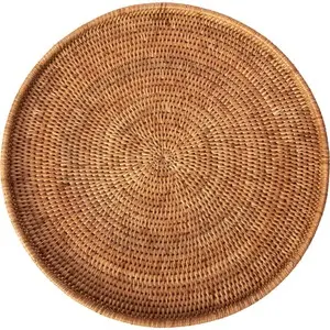 ARTIFACTS TRADING COMPANY™ Artifacts Rattan Round Flat Tray - Honey Brown