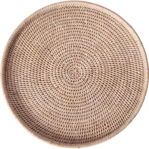 ARTIFACTS TRADING COMPANY™ Artifacts Rattan Round Flat Tray - White Wash