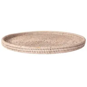 ARTIFACTS TRADING COMPANY™ Artifacts Rattan Round Flat Tray - White Wash