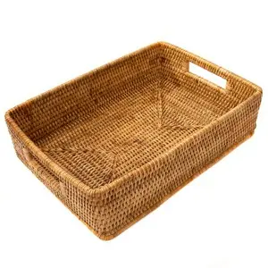 ARTIFACTS TRADING COMPANY™ Artifacts Rattan Rectangular Storage Basket With Rounded Corners - Honey Brown