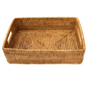ARTIFACTS TRADING COMPANY™ Artifacts Rattan Rectangular Storage Basket With Rounded Corners - Honey Brown