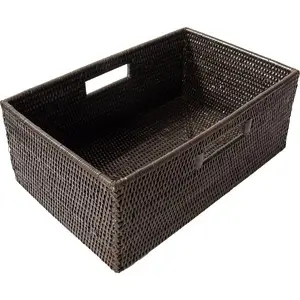 ARTIFACTS TRADING COMPANY™ Artifacts Rattan Rectangular Shelf Basket With Side Handles - Tudor Black