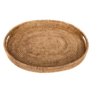 ARTIFACTS TRADING COMPANY™ Artifacts Rattan Oval Tray With Cutout Handles - Honey Brown