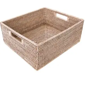 ARTIFACTS TRADING COMPANY™ Artifacts Rattan Rectangular Storage Basket - White Wash