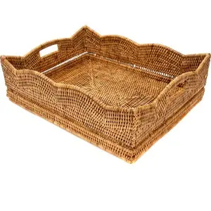 ARTIFACTS TRADING COMPANY™ Artifacts Rattan Scallop Collection Shelf Basket - Honey Brown