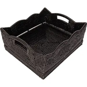 ARTIFACTS TRADING COMPANY™ Artifacts Rattan Scallop Collection Shelf Basket - Tudor Black