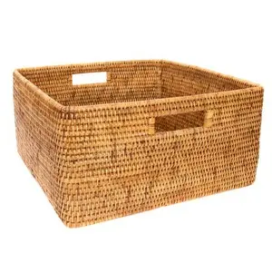 ARTIFACTS TRADING COMPANY™ Artifacts Rattan Square Storage Basket With Rounded Corners - Honey Brown