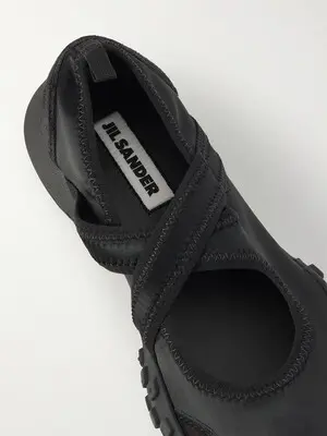 JIL SANDER Suede-trimmed Satin Sneakers - Black
