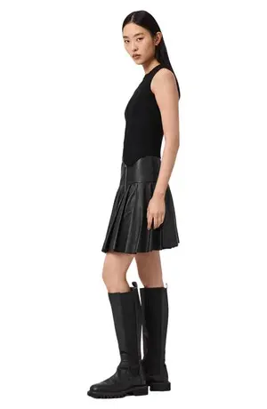 ALLSAINTS Irina Asymmetric Leather Skirt