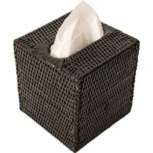 ARTIFACTS TRADING COMPANY™ Artifacts Rattan Column Tissue Box Cover - Tudor Black