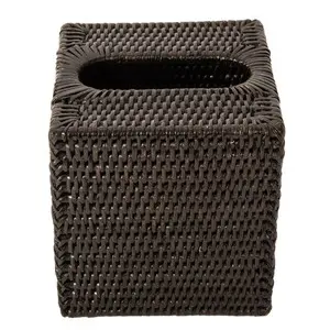 ARTIFACTS TRADING COMPANY™ Artifacts Rattan Column Tissue Box Cover - Tudor Black