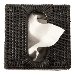 ARTIFACTS TRADING COMPANY™ Artifacts Rattan Column Tissue Box Cover - Tudor Black